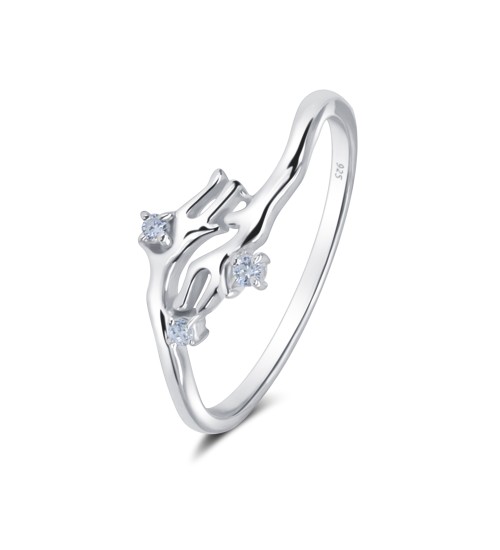 Tree roots with Crystal Silver Ring NSR-4202